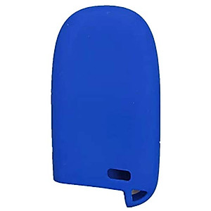 RUNZUIE Silicone Keyless Entry Remote Key Fob Cover Case Fit for Jeep Grand Cherokee Dodge Challenger Charger Dart Durango Journey Chrysler 200 300 (Blue 5 Buttons)