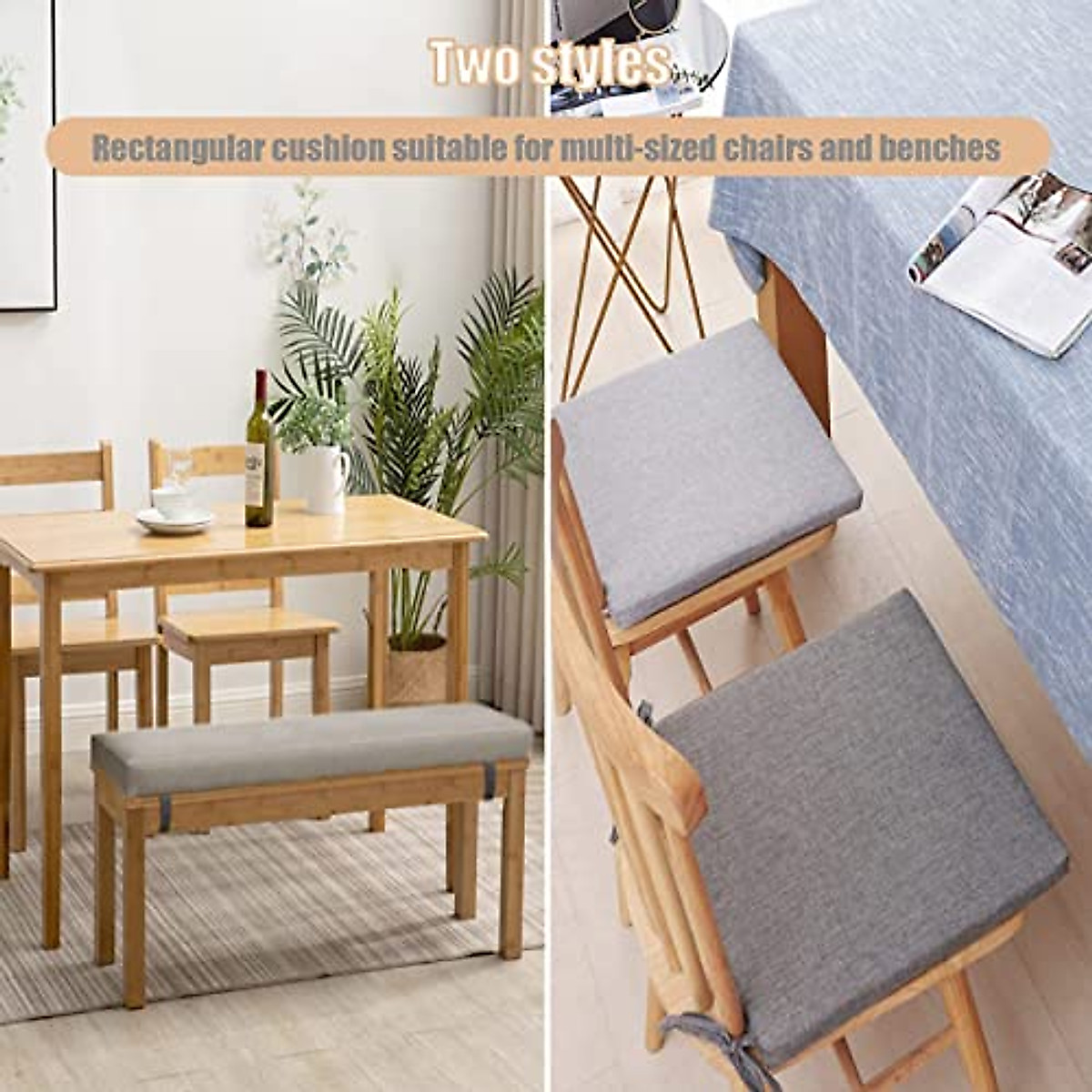 SXROMDA Custom Size Bench Cushion, Personalized Indoor and Outdoor Furniture Seat Cushion, Outdoor Garden Patio Furniture Cushion, Long Chair Seat Pad, 45D Sponge Filling, 2/3/4