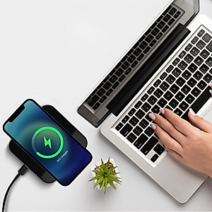 POWERCELL Wireless Charging Pad for iPhone 15 | 15W EPP Fast Charge Ready | Square Shaped Glass Top Aluminum Shell | USB to USBC Cable | Compatible with All Qi-Certified Devices | NO Power Adapter