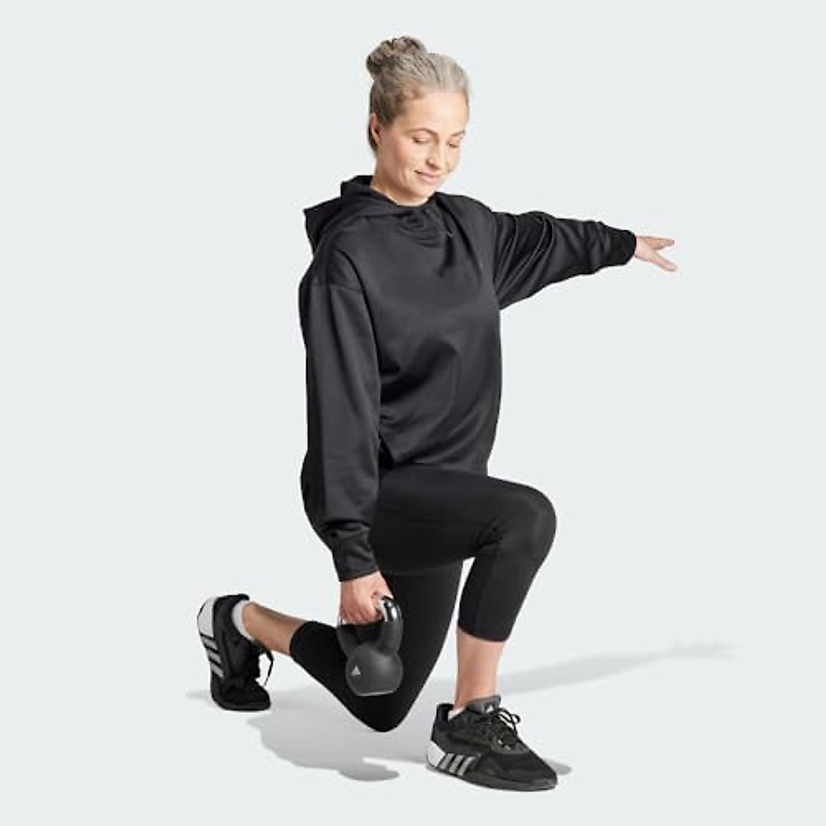 adidas Women's Aeroready Game and Go Fleece Hoodie, Black/White, Medium