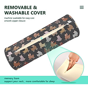 Vnurnrn Funny Llama Neck Support Pillow Round Neck Roll Bolster Cylinder Pillow Cervical Pillows Knee Pillow for Leg Knee Back Head Support for Gifts Camp Study Work
