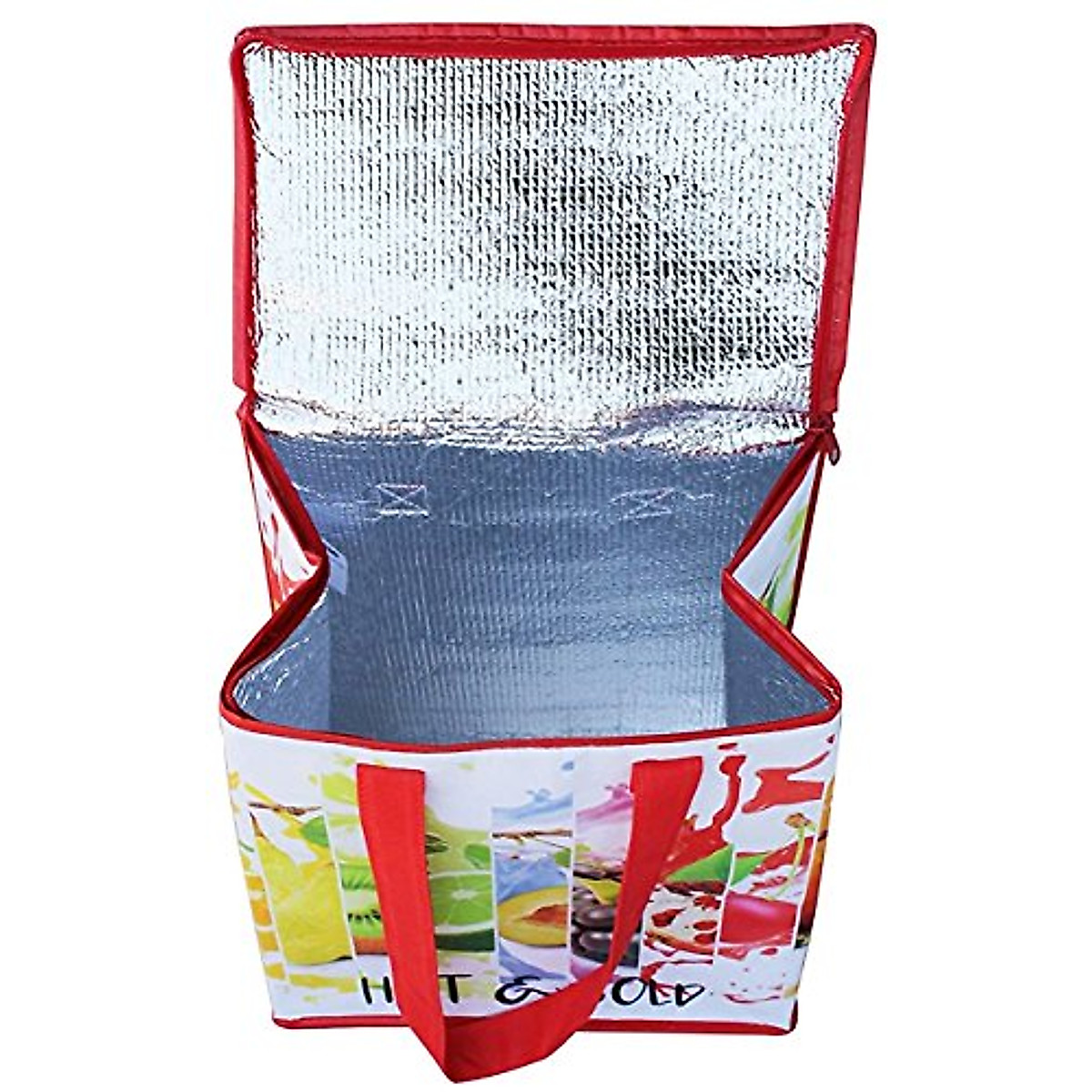 Earthwise Insulated Reusable Grocery Bag Shopping Tote with Zipper Top Lid Durable Thermal Collapsible Catering 2 Pack (Fruit)