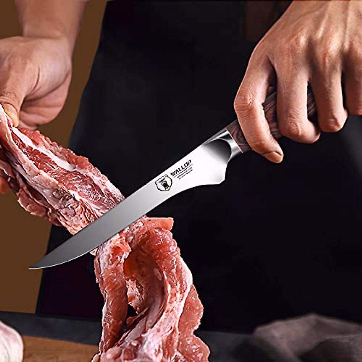 WALLOP Boning Knife - 6 inch Flexible Fillet Knife Deboning Knife for Bone, Fish, Poultry, Meat Slicing Knife- German HC Stainless Steel with Full Tang Pakkawood Handle - Jane Series with Gift Box