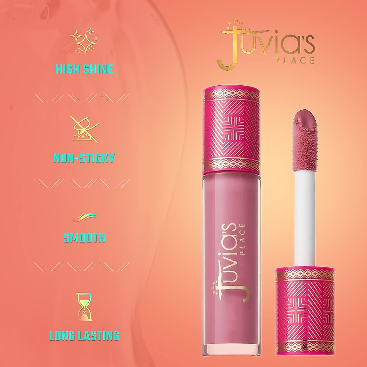 Juvia's Place Long Lasting Non-Sticky Luscious High Shine Glow Lip Gloss Reflect Sis!, 16 oz, Deep Peachy Beige Brown, Creamy and Smooth