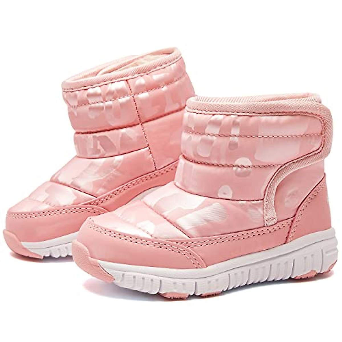 ODOUK Toddler Snow Boots for Girls Boys Cold Weather Outdoor Warm Waterproof Winter Boots Pink Size 4.5