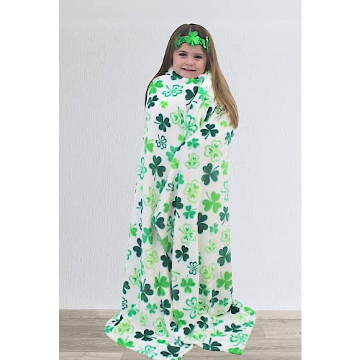St. Patrick's Day Soft Throw Blanket: Greens of Ireland Clovers and Shamrocks Design (Shamrock Shenanigans)