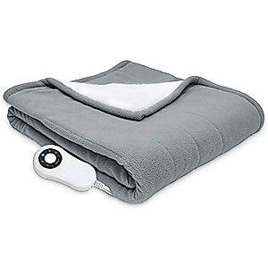 Florence & Sheridan | Reversible Sherpa/Fleece Electric Throw Blanket, 50"x60" With 5-Heat Setting Controller, Beige