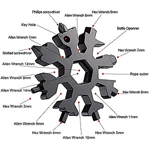 18 in 1 Snowflake Multitool for Men, Small Stainless Steel All in One Screwdriver as Bottle Opener, Screwdriver, Wrench, Box Cutter, Mini Keychain Gadgets for Camping, Survival