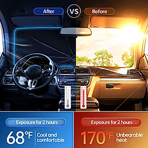 Car Windshield Sun Shade Umbrella - Foldable Car Umbrella Sunshade Cover UV Block Car Front Window (Heat Insulation Protection) for Auto Windshield Covers Trucks Cars (Large)