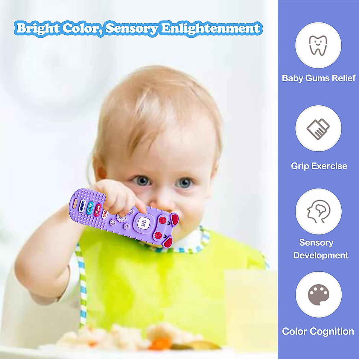 ROBBEAR Baby Teething Toys, Food Grade Silicone Teethers for Babies 3 6 12 18 Months, Fire TV Remote Shape Infant Chew Toys for Boys and Girls, Freezer BPA Free (Pig Black + RTV Black)