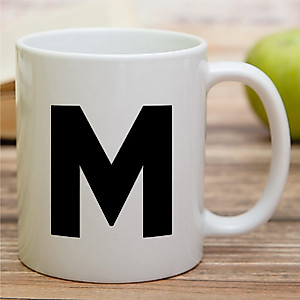 Retreez Initial A-Z Alphabet Monogrammed Monogram Mug 11 Oz Ceramic Tea Coffee Mugs - Graduation Appreciation Thank You Holiday Birthday Gifts for her friend coworker mother father sister - M Initial