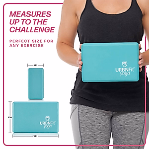 URBNFit Yoga Block - Moisture Resistant High Density EVA Foam Block - Improve Balance and Flexibility Perfect for Home or Gym - Free PDF Workout Guide (1 PC, Pink)