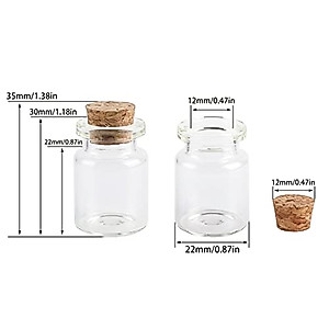 MaxMau 100 Count Small Glass Bottles with Corks,5ml Tiny Vials Clear Mini Jars Wooden Stopper for Art Crafts Storage Party Decoration Wedding Favors