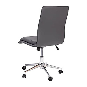Flash Furniture Madigan Task Office Chair - Luxurious Gray LeatherSoft Upholstery - Padded Mid-Back and Seat - Height Adjustable Chrome Base - Armless