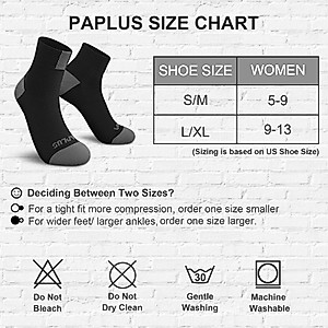 PAPLUS Ankle Compression Socks for Women 6 Pairs, Running Athletic Socks with Arch Support，Plantar Fasciitis Socks