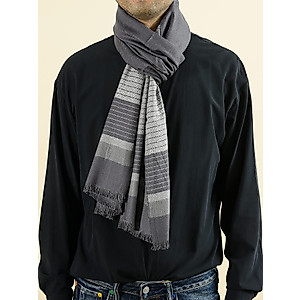 Runtlly Men's Winter Cashmere Scarf Stripes Warm Soft Scarves with Tassel Luxurious Winter Scarf For Men Women(Gary)