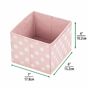 mDesign Soft Fabric Polka Dot Dresser Drawer and Closet Storage Organizer, Bin for Child/Kids Room, Nursery, Playroom, Bedroom, 12 Pack - Pink/White