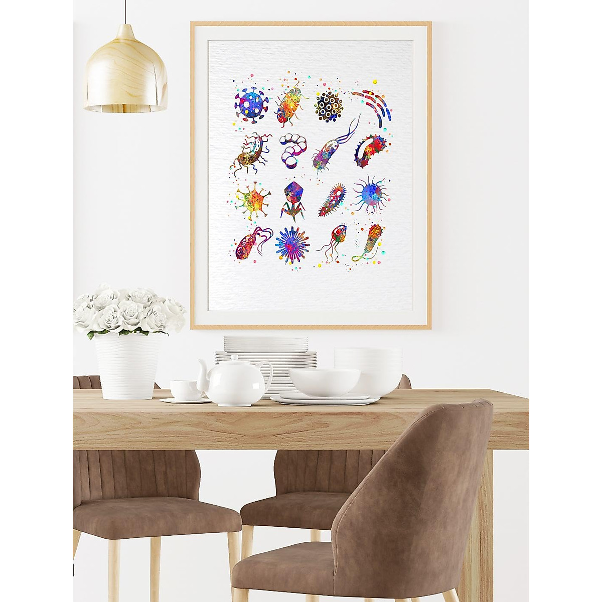 Dignovel Studios 8X10 Unframed Bacteria Watercolor Art Print Biology Medical Art Microbiology Virus Art Abstract Bacteriophage Science Home Office Wall Decor Poster DN675