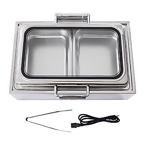 NeNchengLi Electric Chafing Dish Buffet Set 9QT Half-Size Buffet Warmer Chafing Server Set, Stainless Steel Catering Food Warmer Rectangular Chafer, Party Catering Tray W/Lid