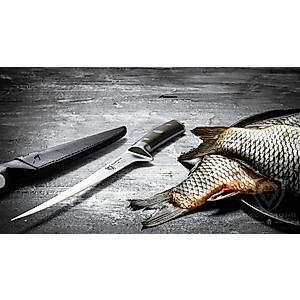 Dalstrong Fillet Knife - 7 inch Flexible Blade - Gladiator Series Elite - High Carbon German Steel - Black G10 Handle Boning Knife - w/Two Sheaths - Razor Sharp Kitchen Knife - NSF Certified