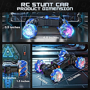 BEZGAR Remote Control Car - 2.4Ghz RC Stunt Car with Lighting, Sound & Smoke Effects, Indoor/Outdoor All Terrain Rechargeable RC Cars for Kids, Fun Toy Cars Birthday Gifts for Boys & Girls