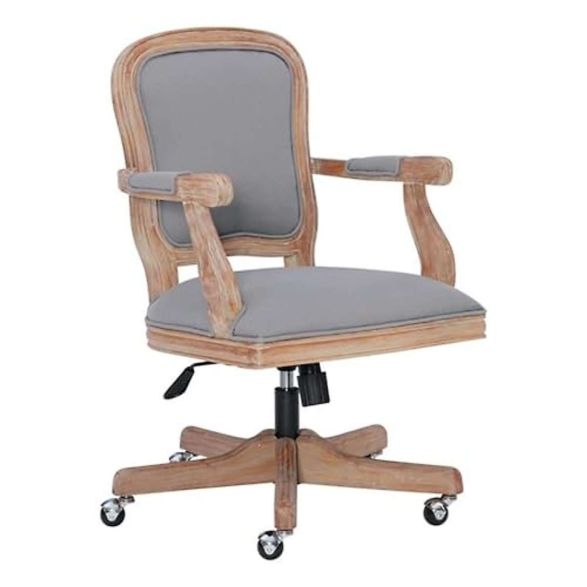 Riverbay Furniture 19" - 23" Seat Height Transitional Wood & Fabric Office Chair with Brushed Silver Casters, Gas Lift, Adjustable Height, Some Assembly Required, in Light Gray Finish