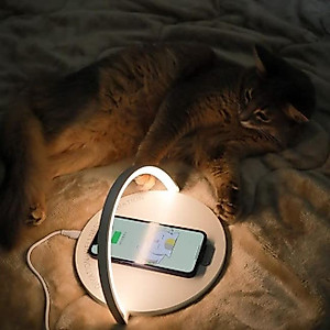 Qivation TiO2 Multifunctional Desk Lamp with Wireless Charger, Japan Tech 24/7 Air Purification, LED lamp 3 Brightness Levels, Phone Stand, Eye-Caring Night Light Qi Comp. for Home & Office