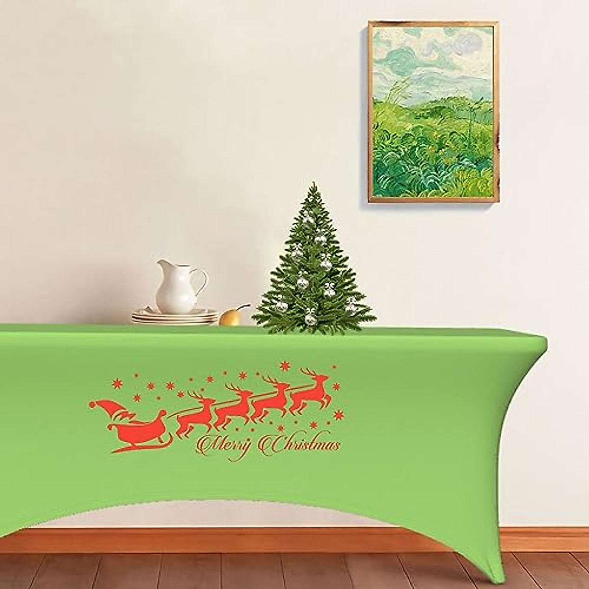 Custom Tablecloth 6FT, Personalized Customized Table Cloth Table Cover with Logo Text Photo for Universal Rectangular Tables, Washable Fitted Stretch Table Protector for Indoor Outdoor Events, Party