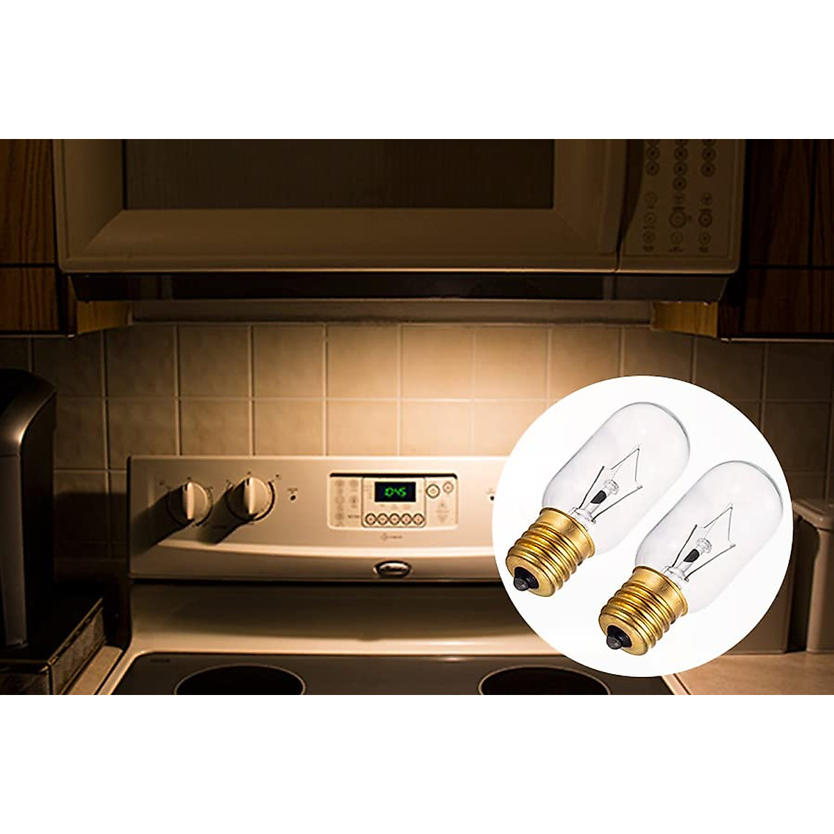 Light Bulb Fits for LG Microwave Oven - Microwave Light Bulb for LG Frigidaire Kenmore Whirlpool GE Over the Range Microwave, Dimmable with 125V 30W E17 Base, Kitchen Night Light, Repalces 6912W1Z004B
