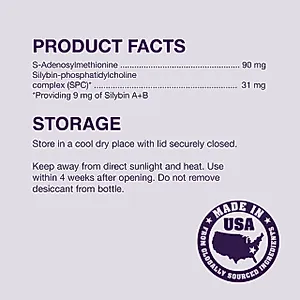 Nutramax Denamarin Liver Health Supplement for Small Dogs and Cats - with S-Adenosylmethionine (Same) and Silybin, 30 Blister Pack Tablets