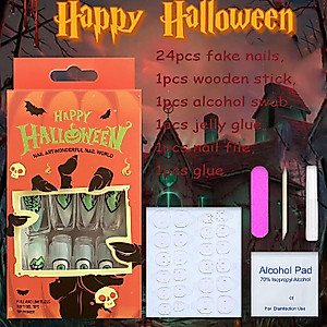 Halloween Stiletto Press on Nails Medium，Green Fake Nails Gradient False Nails with Eyeball Love Wound Lips Tongue Brain Styptic Halloween Designs Acrylic Nails Glossy Artificial Nails for Women 24Pcs