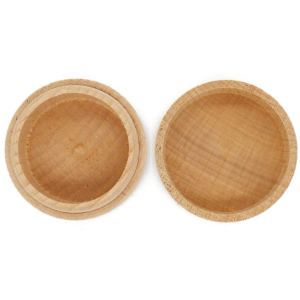 HOLLY TRIP 2PCS Small Round Unpainted Wooden Box, Wedding Ring Jewelry Boxes DIY Storage Trinket Bearer Box Container Case
