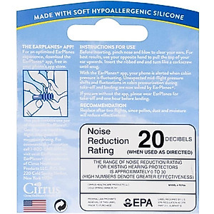 Original Adult EarPlanes by Cirrus Healthcare Earplugs Airplane Travel Ear Protection Bonus Pack (3 Pair)