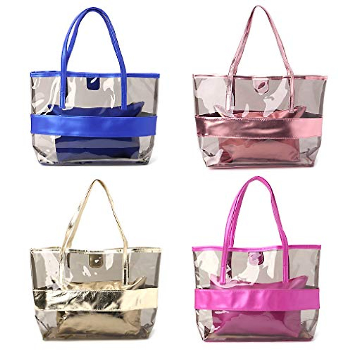 Women Transparent Shopping Bags Jelly Clear Beach Handbag Tote Shoulder Bag