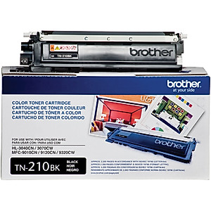 Brother Genuine Standard Yield Toner Cartridge, TN210BK, Replacement Black Toner, Page Yield Up To 2,200 Pages, TN210