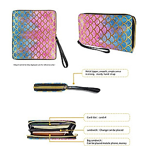 BYCHECAR Handbags Set for Women Tote Bag Colorful Fish Scales Pattern Top Handle Satchel Bags Shoulder Purse Wallets Wristlet Strap Wallet