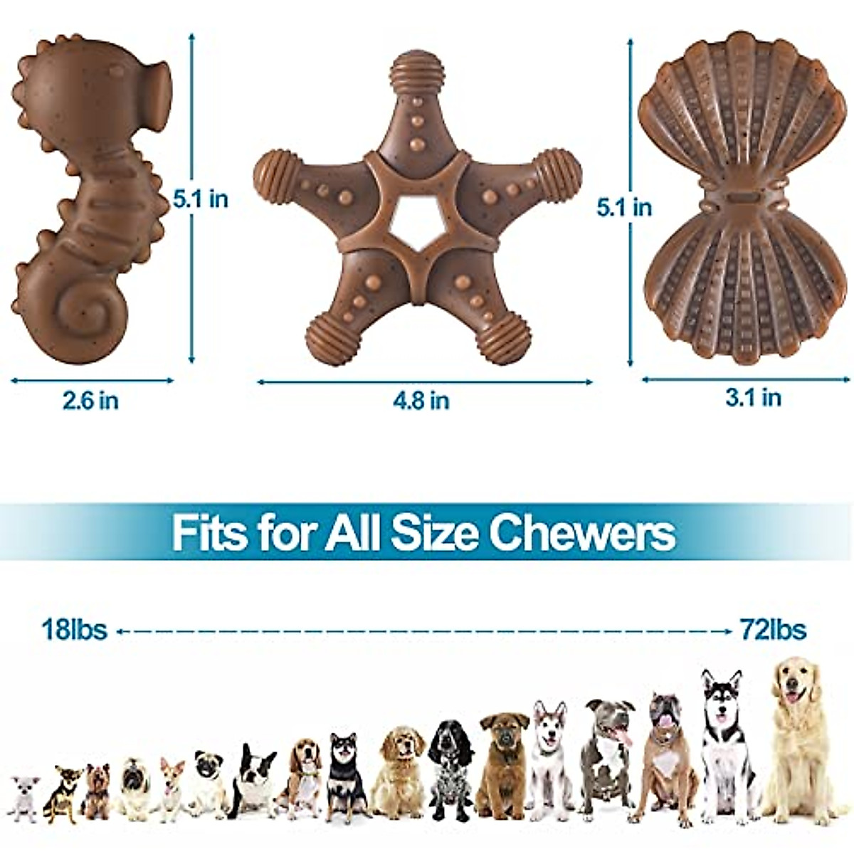 KXK Durable Dog Chew Toys for Aggressive Chewers Large Medium Small Breed, Tough Dog Toys for Large Medium Small Dog and Puppies Teeth Cleaning, Pet Toy with Durable Nylon