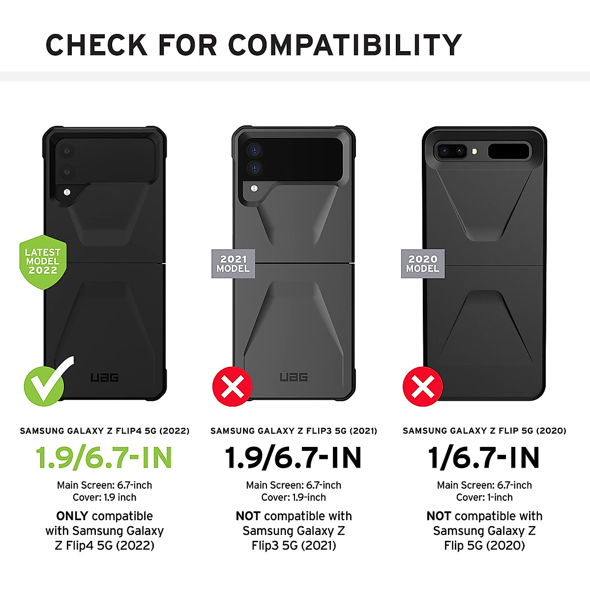 URBAN ARMOR GEAR UAG Designed for Samsung Galaxy Z Flip 4 Case 2022 Black Civilian Sleek Ultra-Thin Shock-Absorbent Protective Cover