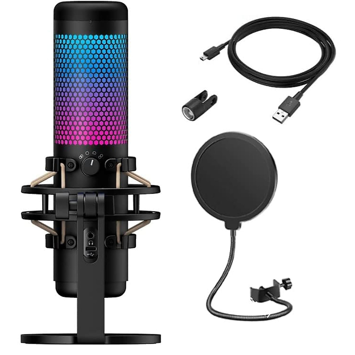 HyperX Newest QuadCast S - RGB USB Condenser Microphone for PC, PS4, Mac, Gaming, Streaming, Podcasts, Twitch, YouTube with GalliumPi Pop Filter