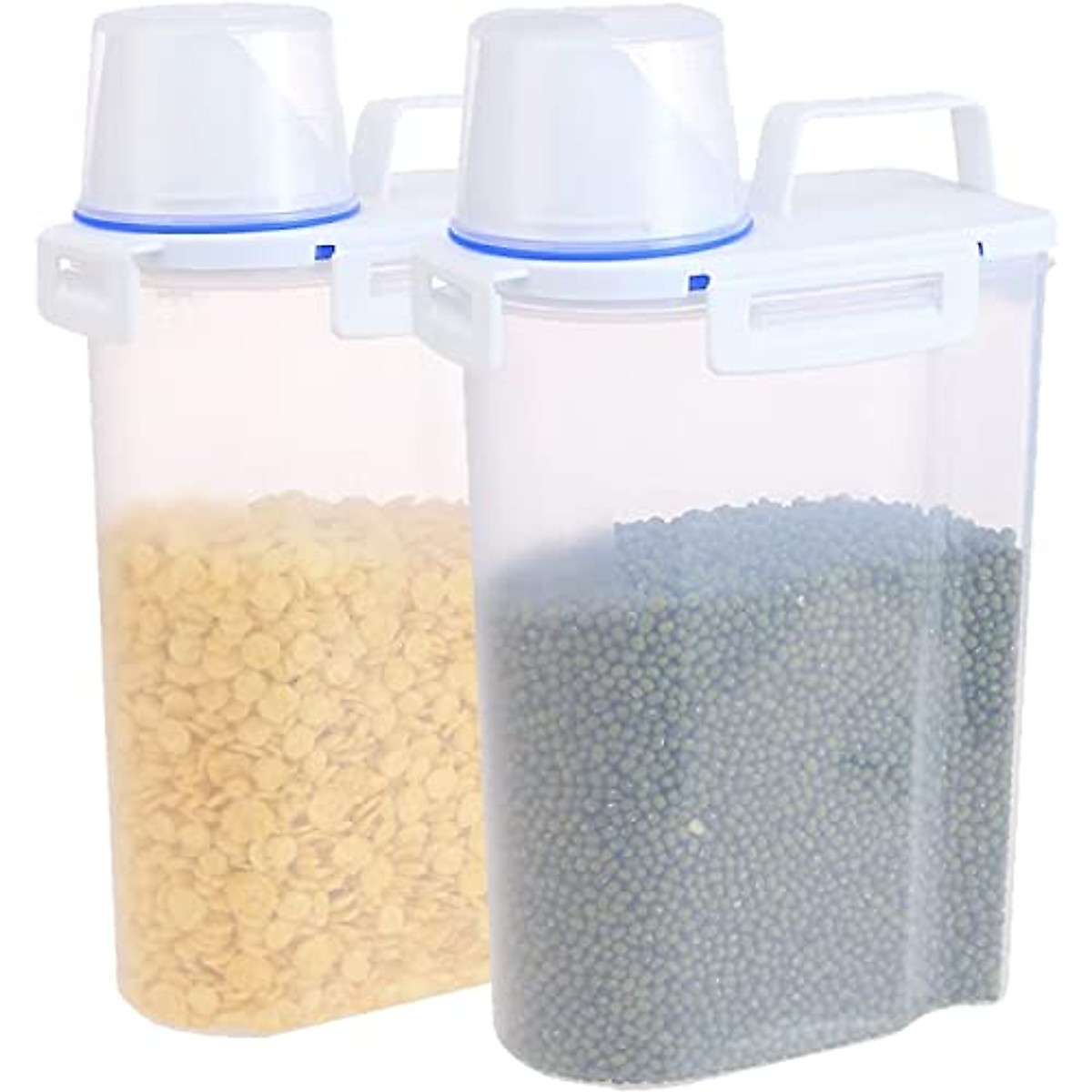 2Pack Cereal Storage Container Set with Lids,Food Containers with Measuring Cup for Flour,Sugar,Grain,Rice&Baking Supply-Airtight Kitchen & Pantry Bulk Food Storage for Kitchen Organization,Clear 2.5L