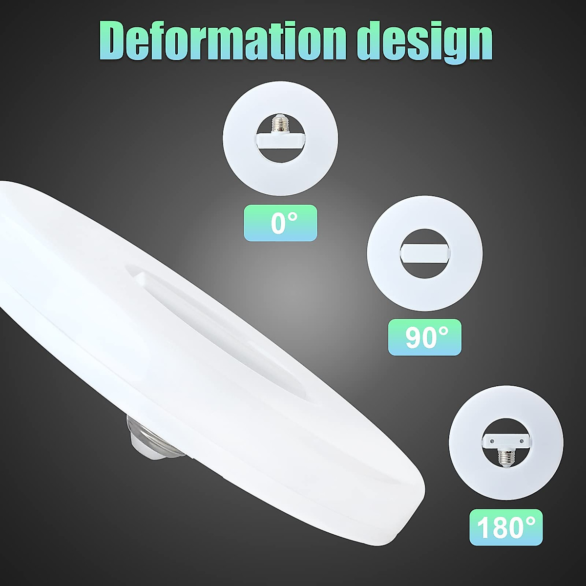 UFO LED Light Bulb, 28W, 40W, 60W LED Ceiling Light Bulb, Flat LED Light Bulb, Base for Home Lighting, Garage, Workshop, Basement Easy-Installation Energy Saving LED Lamp with Folded E27 (60)