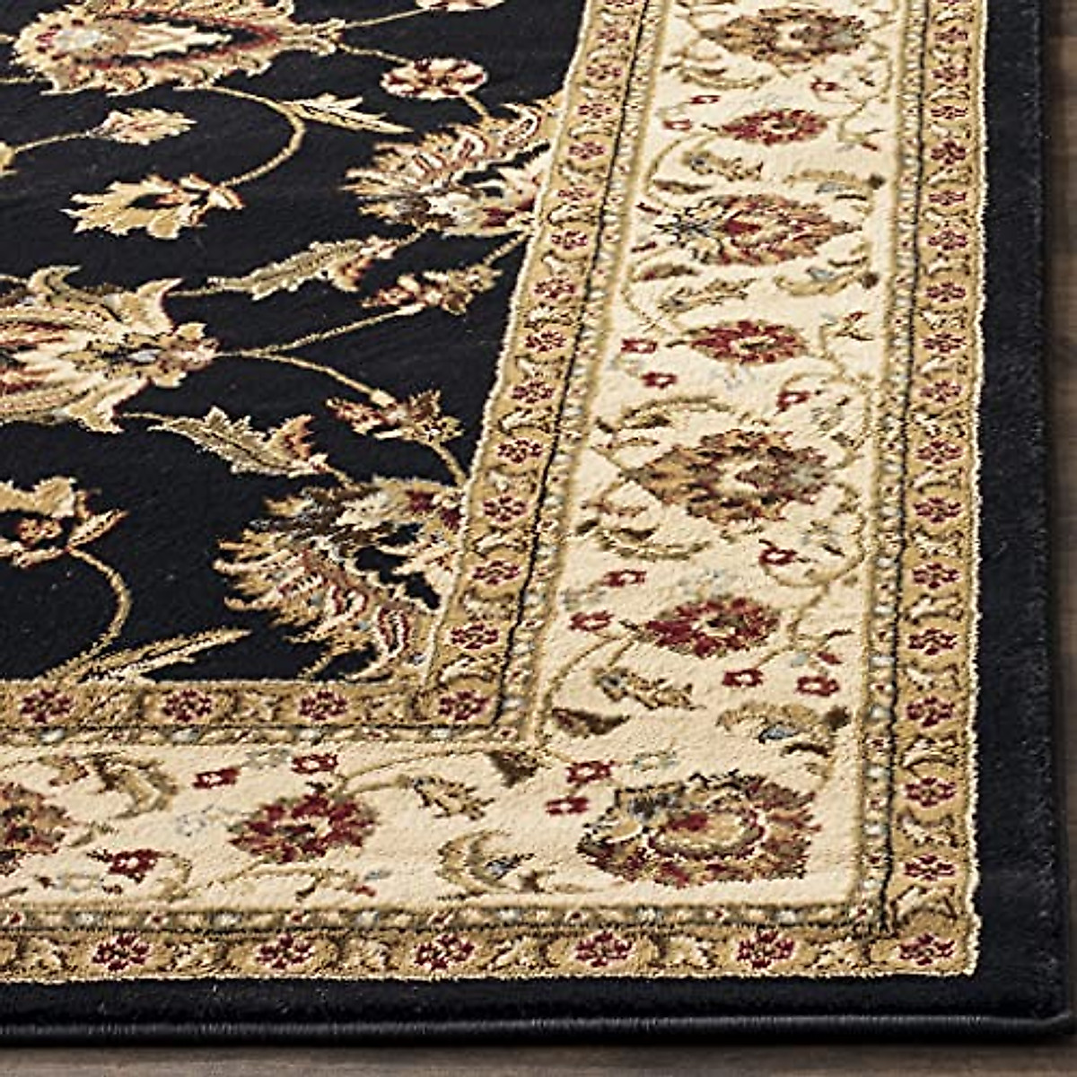 SAFAVIEH Lyndhurst Collection Area Rug - 5'3" x 7'6", Black & Ivory, Traditional Oriental Design, Non-Shedding & Easy Care, Ideal for High Traffic Areas in Living Room, Bedroom (LNH553-9012)