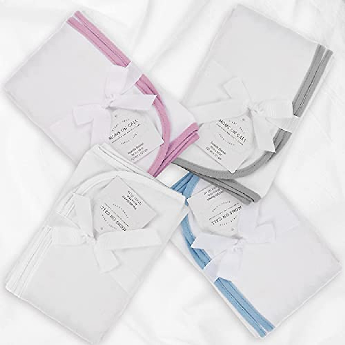 MOMS ON CALL Baby & Newborn Swaddle Blanket | 0-3 Months | Nursery Baby Gift | 48 X 48 Inch | 100% Cotton | Modern White