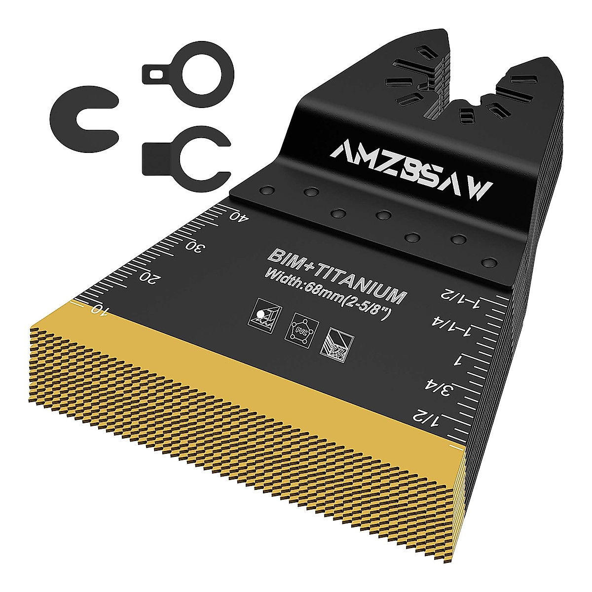 AMZBSAW 12PCS Titanium Oscillating Multitool Blades Metal Cutting, 68MM Titanium Saw Blades for Metal Nails Hard Material and Wood Plastic, Multi Tool Blades Kits Fit Dewalt Bosch Worx Ryobi