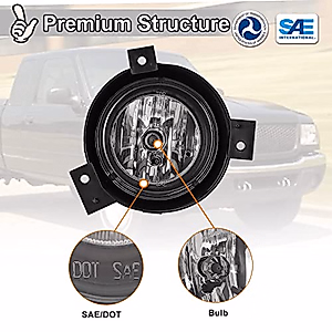 Nixon Offroad Fog Light for 2001 2002 2003 Ford Ranger, Bumper Driving Fog Light Lamps Assembly,OEM Fog Lamp Replacement With Bulb H10 12V 42W Chrome Black Housing Clear Lens, Driver+ Passenger Side