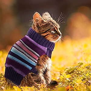AXIIJGL Dog Sweater Pet Cat Winter Knitwear Warm Clothes Striped Dog Hoodie Sweatshirt for Small Medium Dogs(XL)