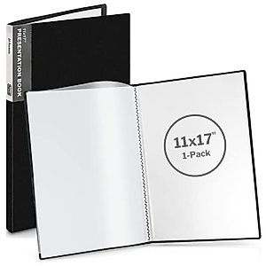Dunwell 11x17 Binder with Sleeves - (Black), Art Portfolio Folder 11 x 17, Large Folder with Clear Sheet Protectors, 24-Pocket Displays 48 Pages 17x11 Posters, Kids Artwork Organizer, Archival Quality