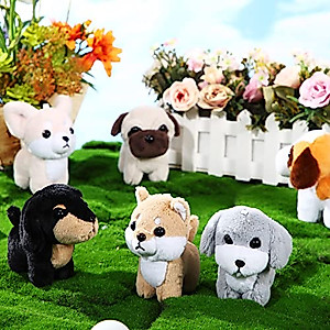 Lenwen 6 Pcs Puppy Dog Stuffed Animals Plush Realistic Dog Toys Bulk 4 Inch Cute Plush Puppy Dog Stuffed Animals for Birthday Gifts Animal Themed Party Decoration Favors