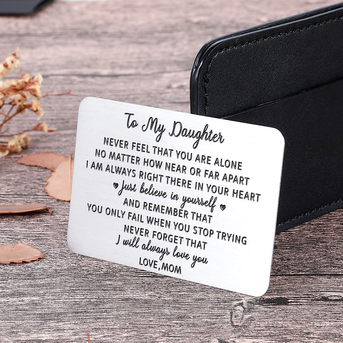 Mother To Daughter Wallet Card Inserts Valentine Gifts for stepdaughter from Mom Graduation Mothers Day 16 18th Birthday For Her Teen Adult Women Teenage Girls Inspirational Gifts Christmas