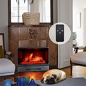GMHome Electric Fireplace Insert Free Standing Fireplace Heater, with Remote Control, with Fire Crackling Sound, 750/1500W, Black -32 Inches